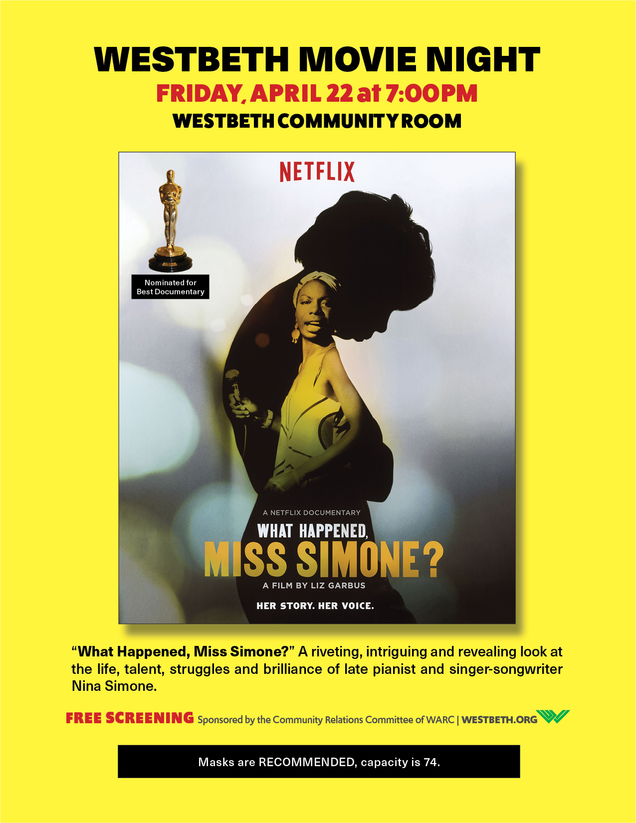 Westbeth Movie Night: What Happened, Miss Simone? | Westbeth
