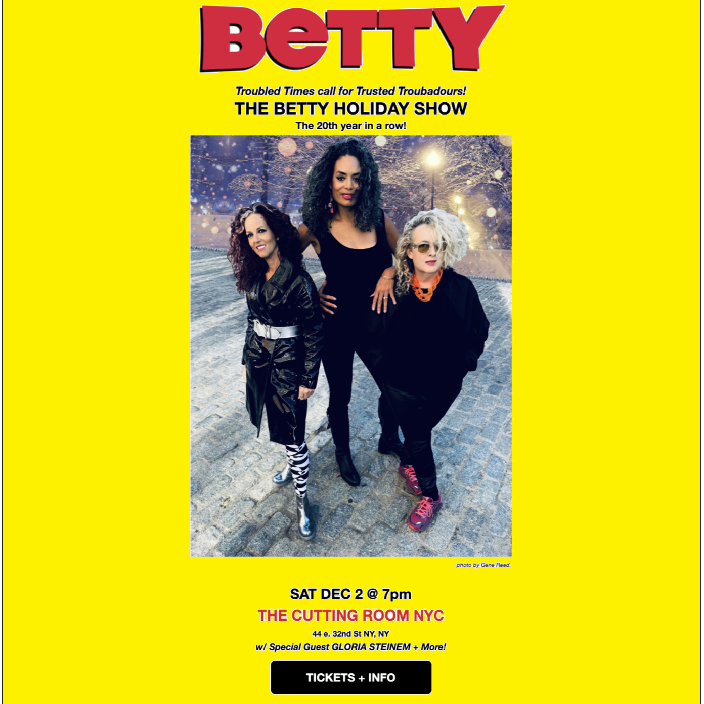 BETTY : The BETTY Holiday Show with Special Guest Gloria Steinem | Westbeth