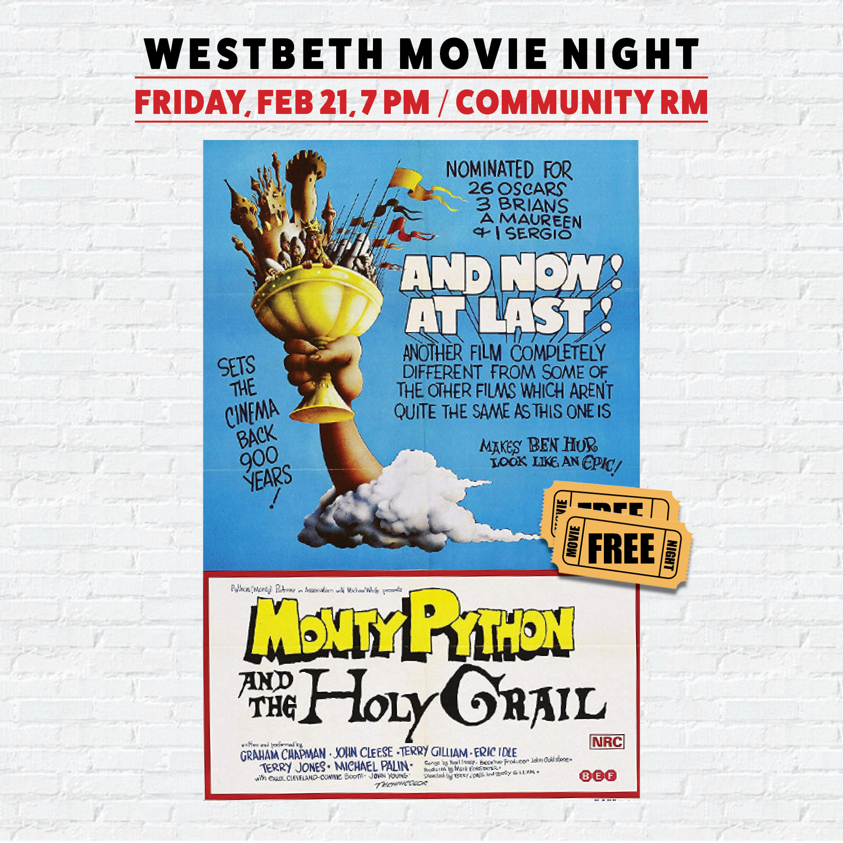 Westbeth Movie Night; MONTY PYTHON AND THE HOLY GRAIL | Westbeth